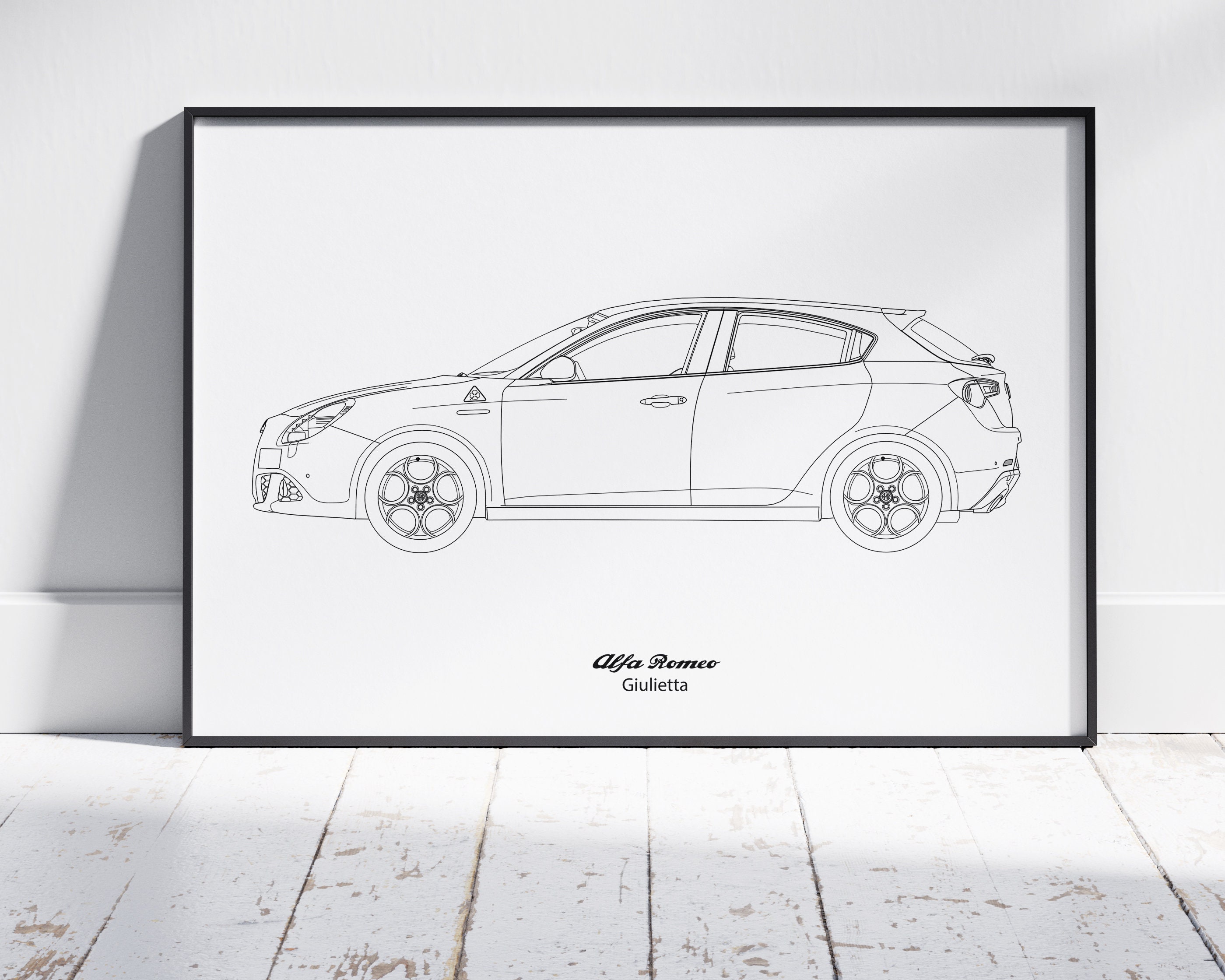 Alfa Romeo Giulietta Blueprint Poster, Hot Hatchback, Wall Decor, Wall ...
