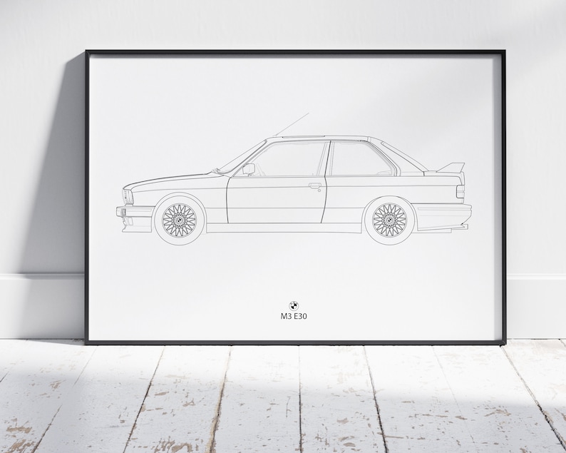 BMW M3 E30 Blueprint, Sports Car, Wall Decor, Wall Art, Exclusive Print ...