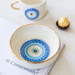 24k Gold Evil Eye Ceramic Bowl: Hand-painted Pottery - Etsy