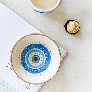 24k Gold Evil Eye Ceramic Bowl: Hand-painted Pottery - Etsy
