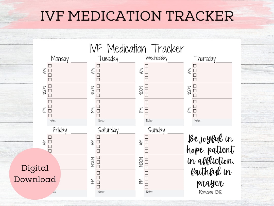 IVF Printable Planner, Weekly Medication Planner, Medication Tracker ...