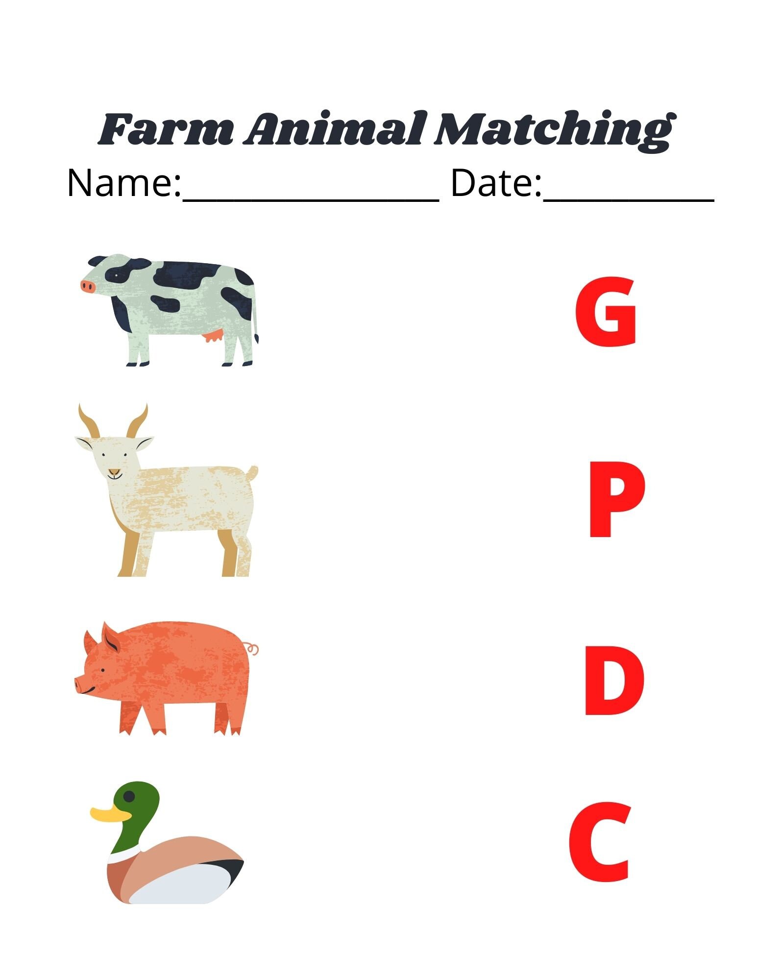Farm Digital Download, Preschool Printable, Farm Animal Matching, Ages ...