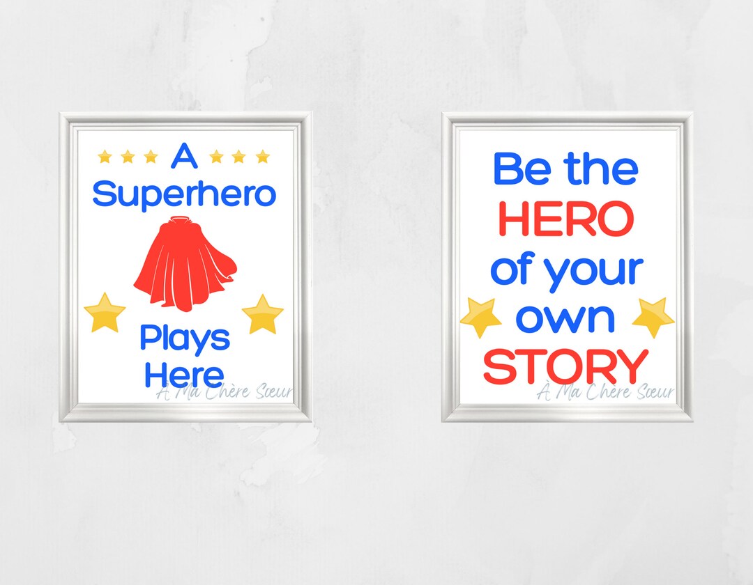 Superhero Wall Art Set of 2 – Printable Kids Room Decor | Bright ...