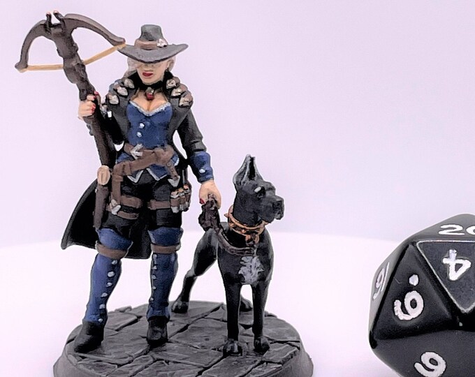 Female Human Witcher With Crossbow and Hound Companion RPG Miniatures ...