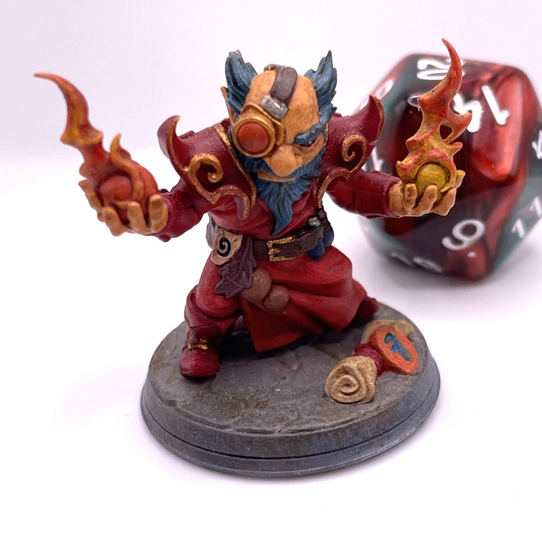 Male Gnome Fire Mage | RPG Miniatures | Dnd Painted Miniatures - Etsy