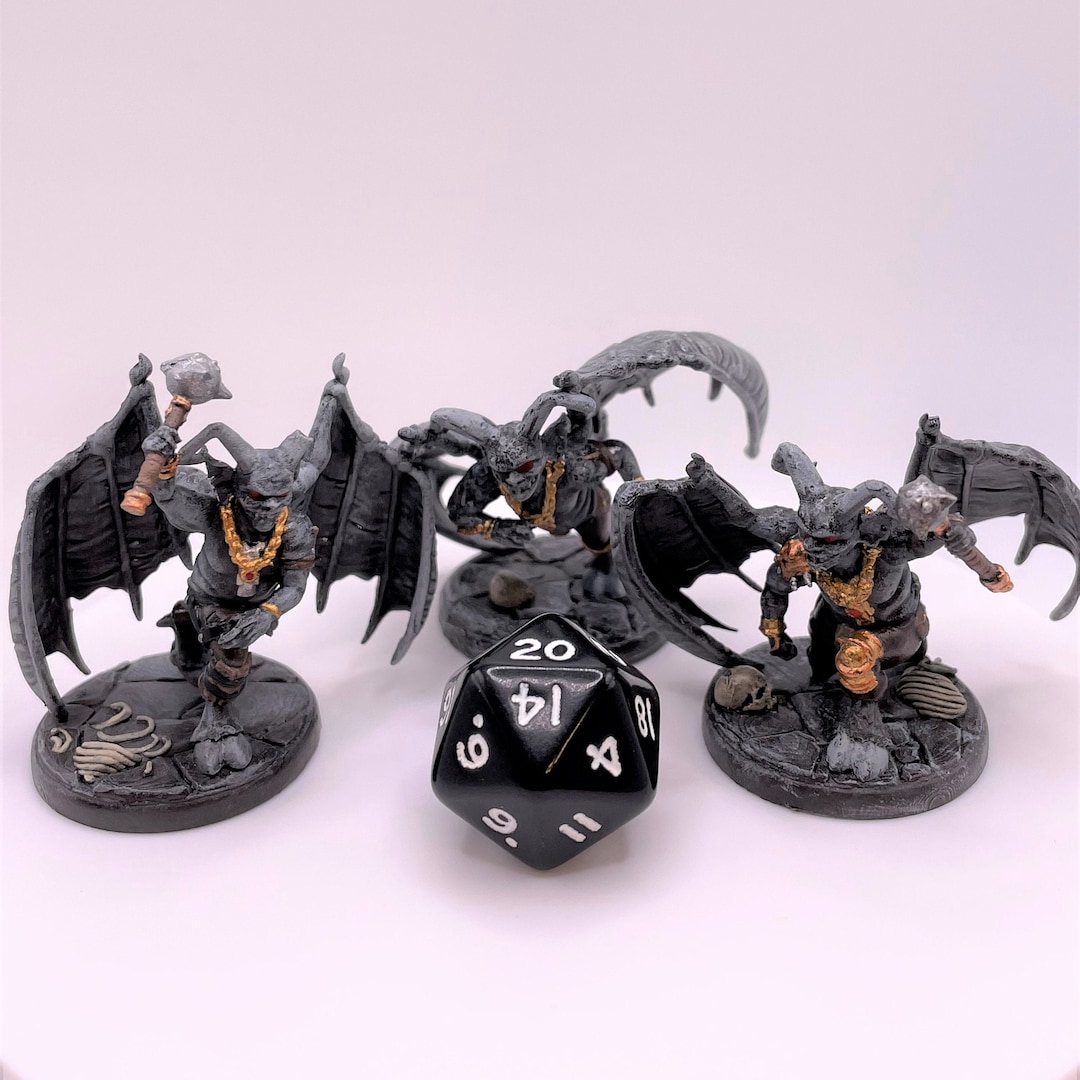 Set of 3 Gargoyle Monsters | RPG Miniatures | Dnd Painted Miniatures - Etsy