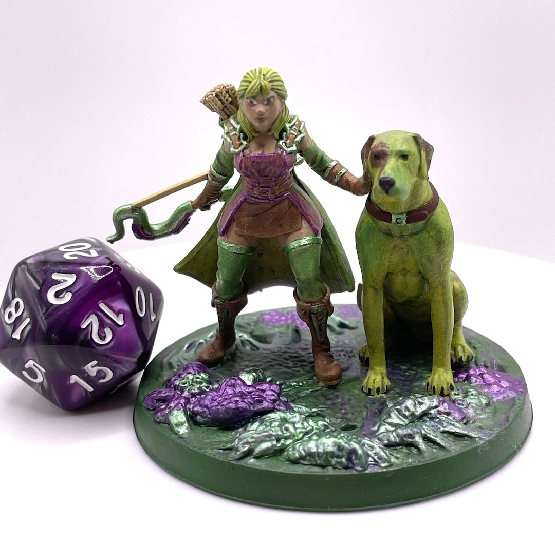Ranger With Cooshee Dog Companion | RPG Miniatures | Dnd Painted ...