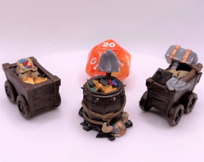 Mining Carts and Barrel 3-piece Set Scatter Terrain | RPG Miniatures ...