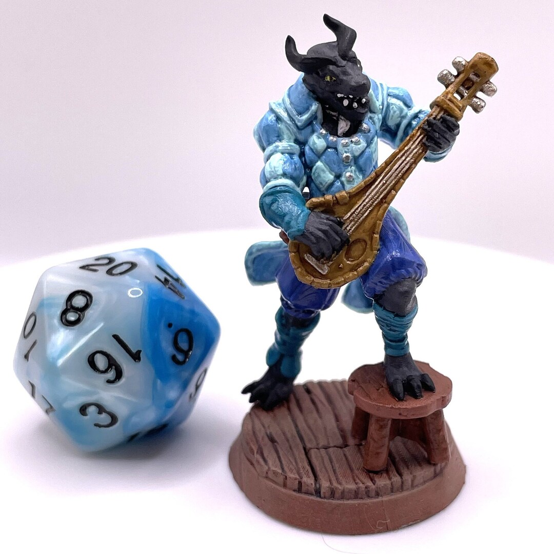 Black Dragonborn Bard With Lute RPG Miniatures Dnd Painted Miniatures ...