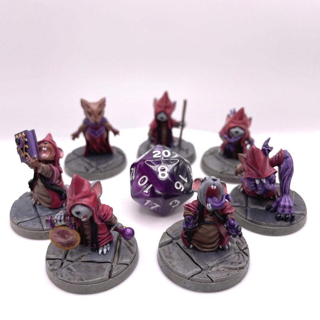 7-piece Set Cultist Mice Mousefolk RPG Miniatures | Dnd Painted ...