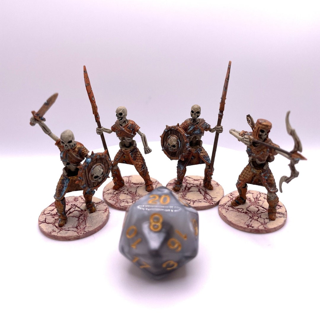 Infantry Undead Skeleton Soldiers Set of 4 RPG Miniatures Dnd Painted ...