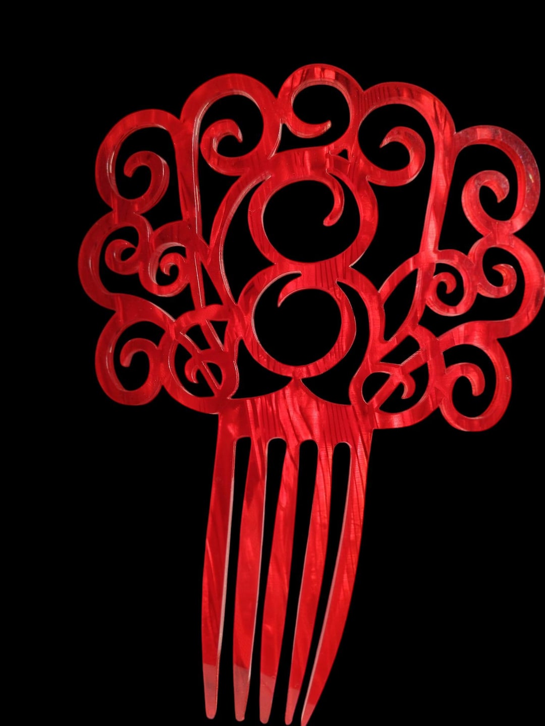 Preciosa peineta en color rojo nacarado. Hecha a mano - Etsy España