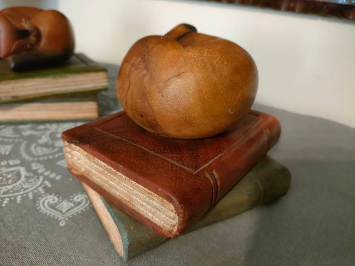 Lot of 2 Wooden Bookends / Paperweights From Thailand, Hand Carved and ...