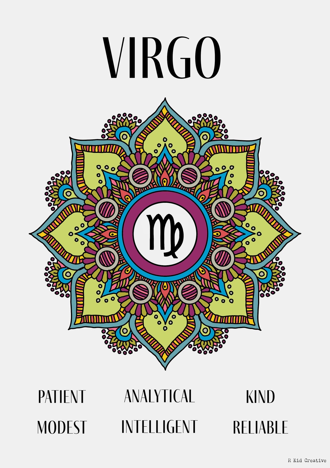 Virgo A4 Mandala Print - Etsy