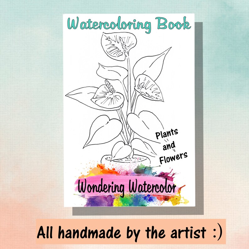 Plants and Flowers Watercolor Coloring Book With Tutorial - Etsy