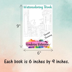Watercolor Coloring Kit Paint Along Activity Book With Quaint Scenery ...