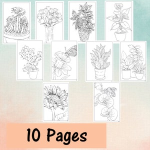 Plants and Flowers Watercolor Coloring Book for Kids or Adult Coloring ...
