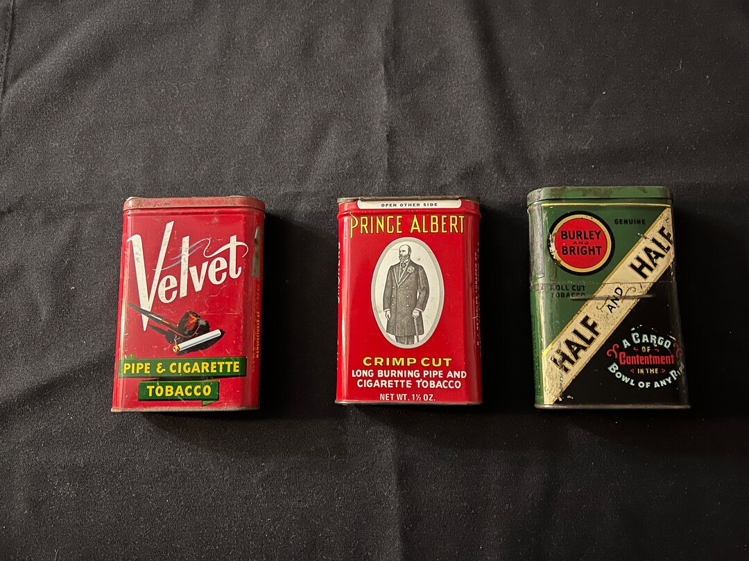 3 Vintage Tabacco Tins. Velvet Pipeand Cigarette Tabacco- Prince Albert ...