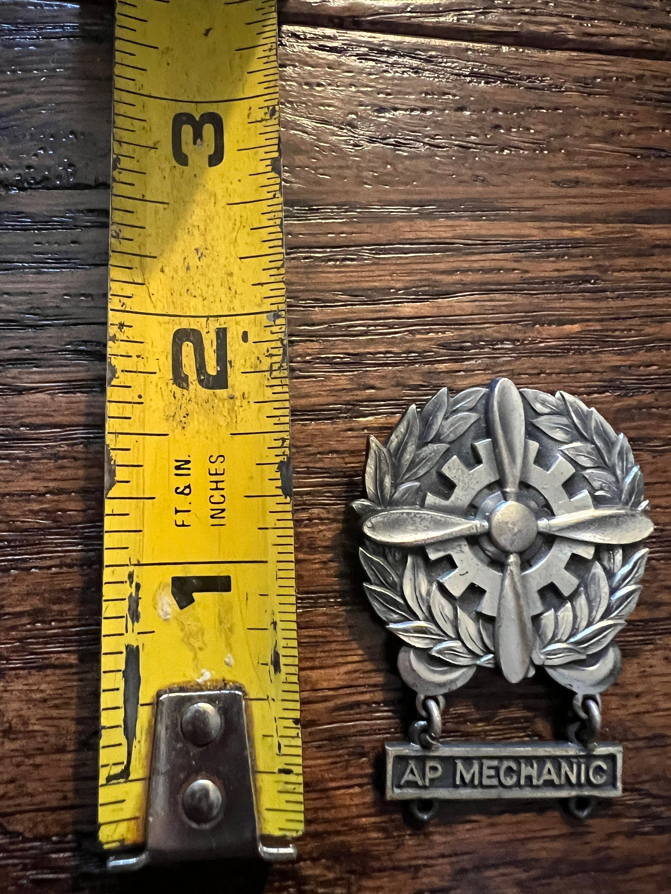 Rare WWII US Army Air Force Technician Badge sterling AP Mechanic ...