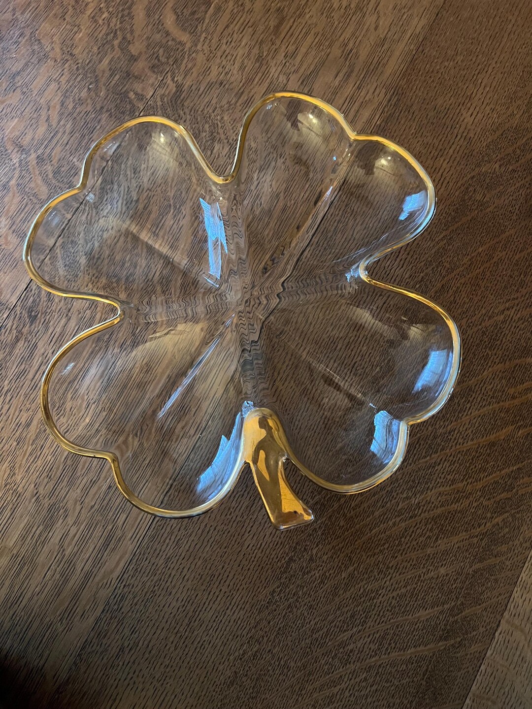 Vintage Gold Trim Shamrock 4 Leaf Clover Candy Dish -free Shipping - Etsy