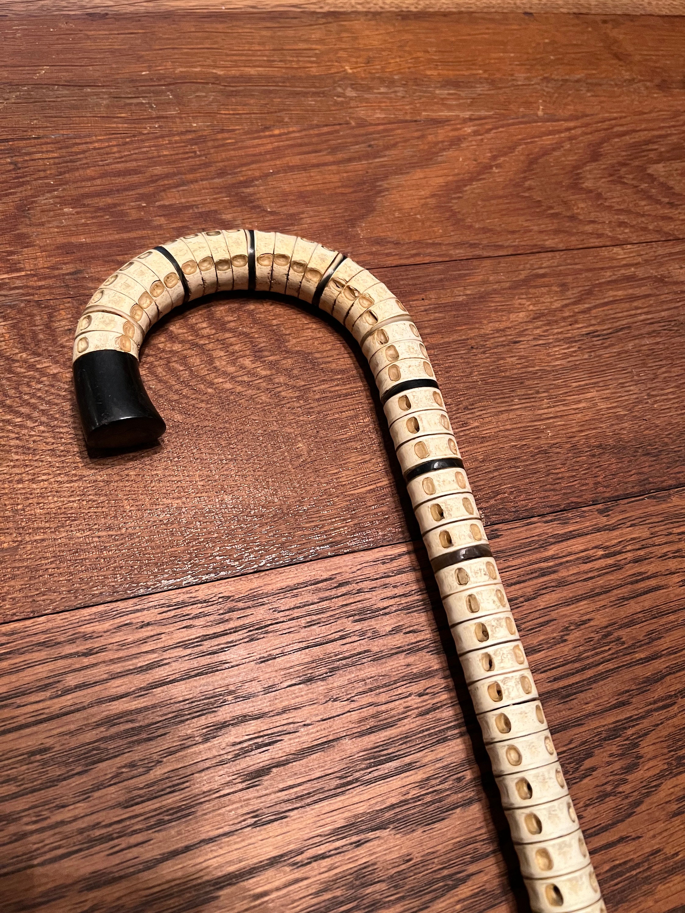 19th Century Shark Vertebrae Horn and Baleen Nautical Walking Cane ...