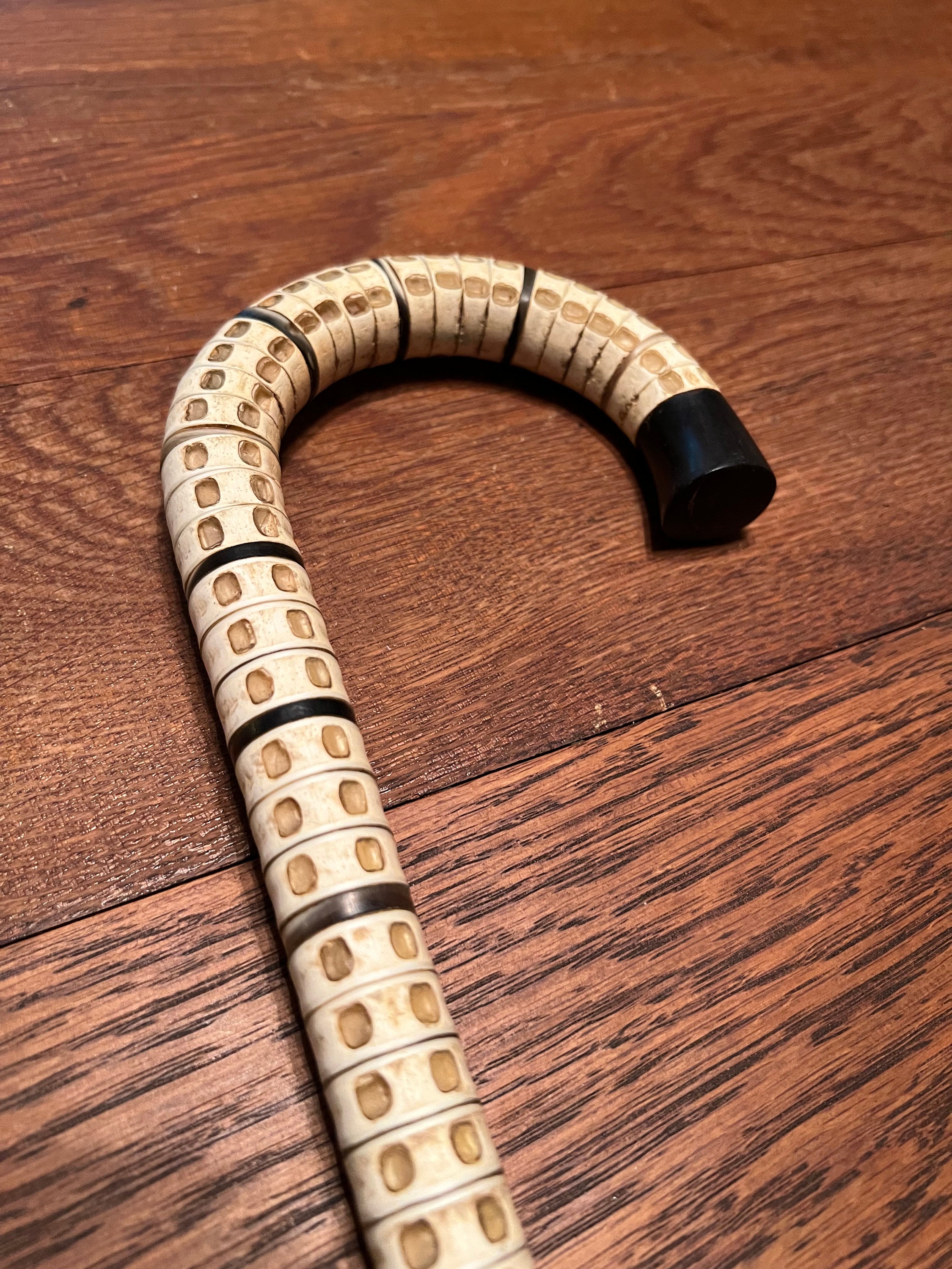 19th Century Shark Vertebrae Horn and Baleen Nautical Walking Cane American Victorian. Very Rare ...