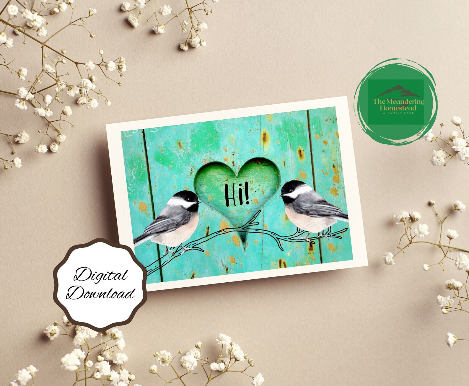 Printable Hi Card Instant Download 7x5 Inch Card Hi Hi Card - Etsy