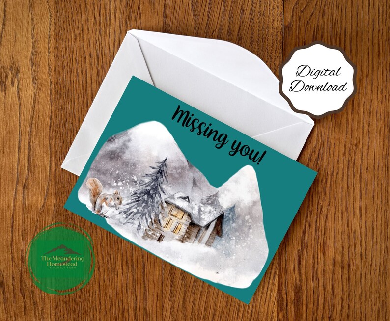 Printable Missing You Card Instant Download 7x5 Inch Card Etsy