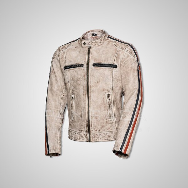 Cream Leather Jacket - Etsy