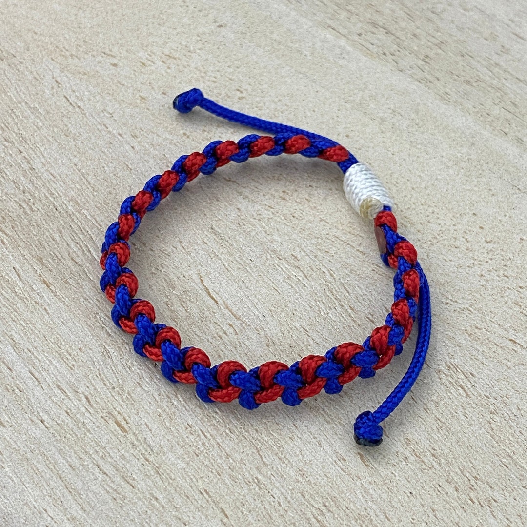 Texas Baseball Bracelet, Blue and Red Braided Thin Friendship Bracelets ...