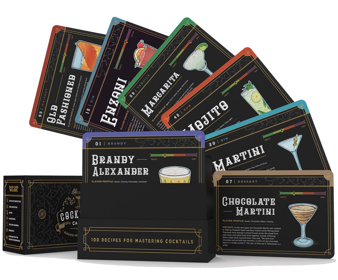 Cocktail Cards - Learn Over 100 Cocktails - Etsy