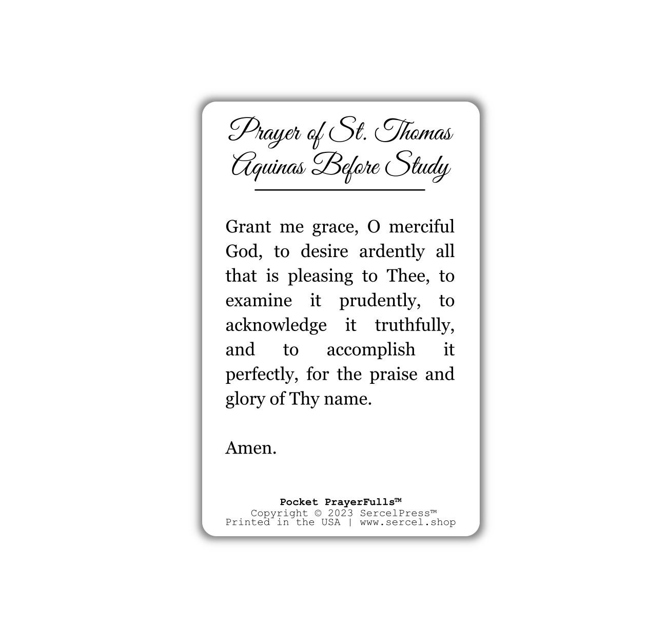 Prayer of St. Thomas Aquinas Before Study: Pocket Prayerfulls™ Durable ...
