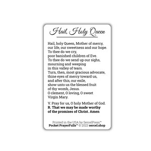 Prayer Cards Catholic Hail Holy Queen Prayer Printable - Printable Free ...