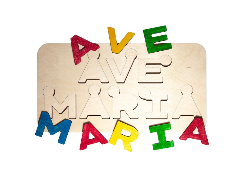 Large Ave Maria Letter Puzzle, Made in the USA From Birch Wood, 11" X 5 ...