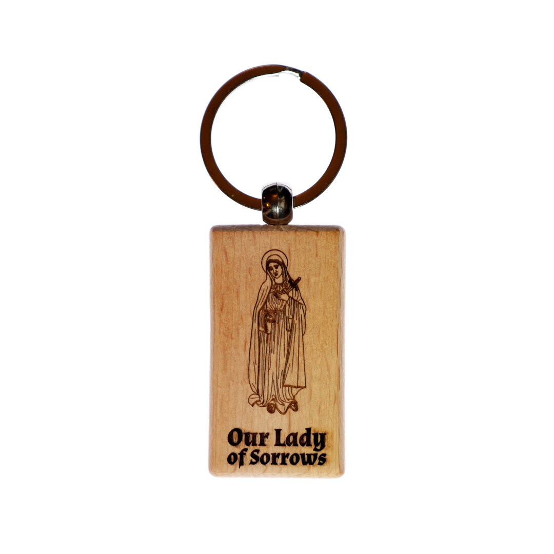 Our Lady of Sorrows, Solid Wood Keychain, Engraved in the USA, Catholic ...