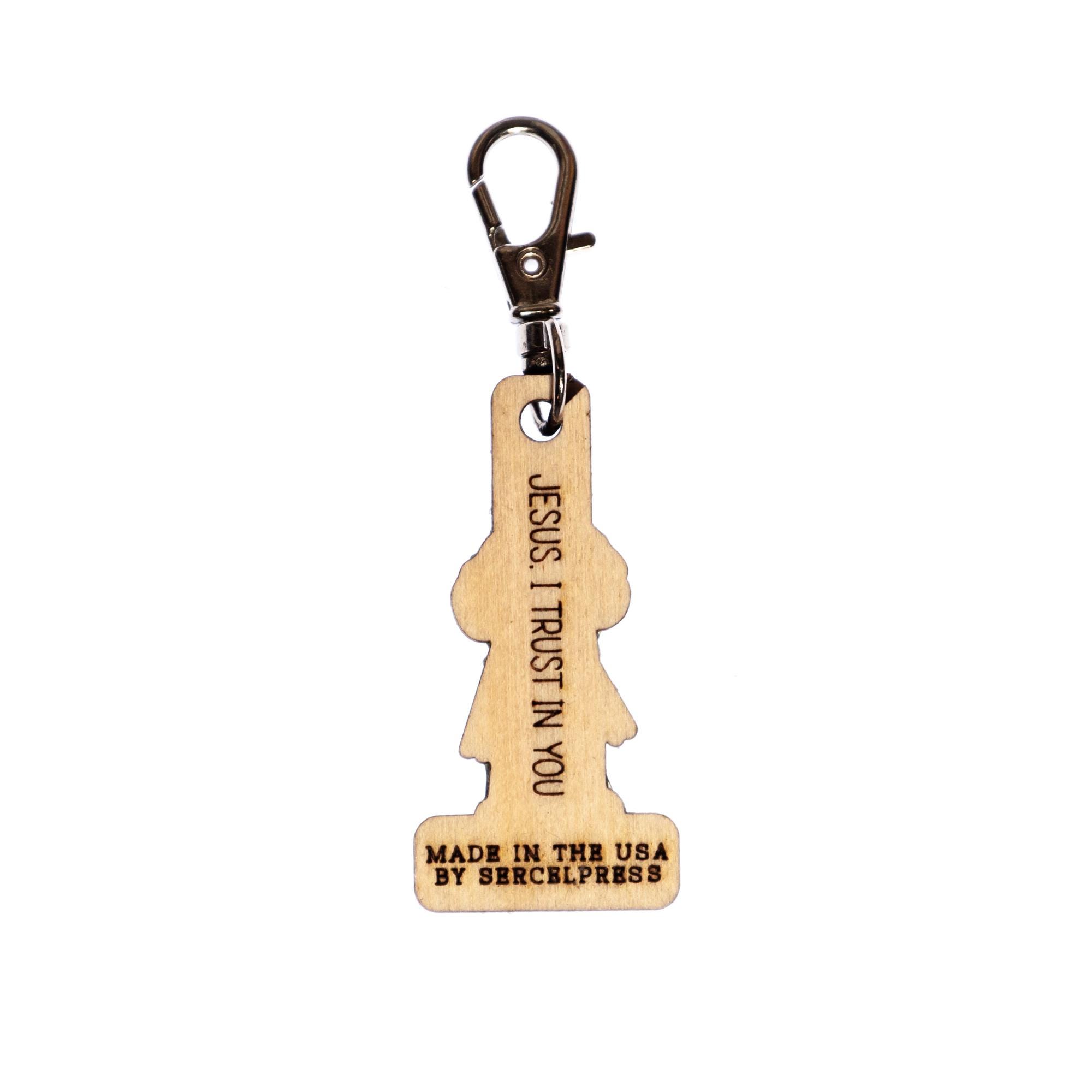 Divine Mercy Engraved Wood Keychain With Clip for Keys, Backpack, Purse ...
