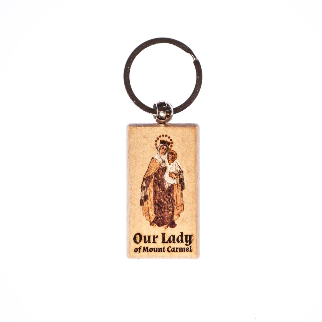 Our Lady of Mount Carmel, Hand-colored, Solid Wood Keychain, Engraved ...