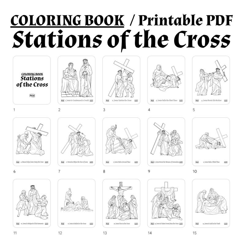 Stations of the Cross - Printable Catholic Coloring Book (14 Pages ...