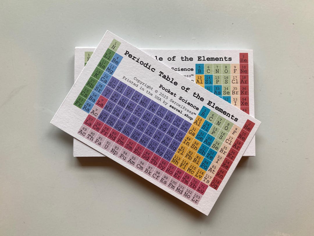 Periodic Table Reference Card – 3x5” Index Card Double-sided Chemistry Study Aid for Classroom ...
