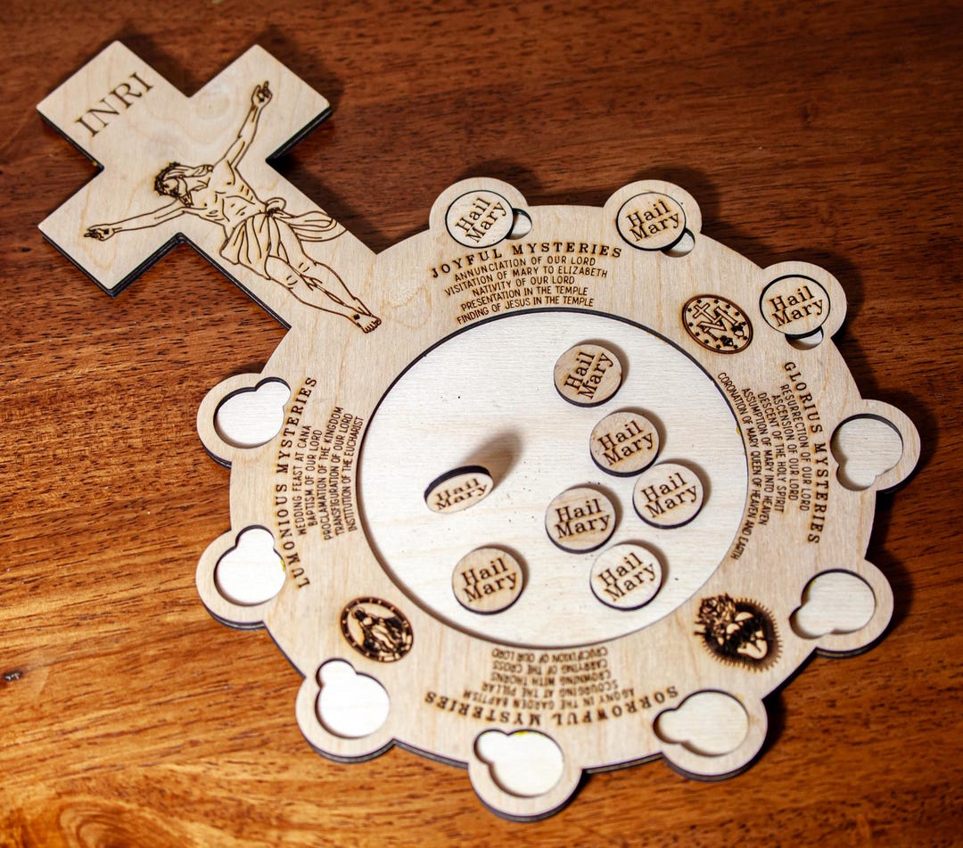 Interactive Wooden Rosary Board, 9x13" | Catholic Family Tabletop ...