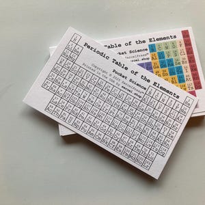 Periodic Table Reference Card – 3x5” Index Card Double-sided Chemistry ...