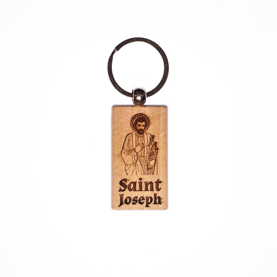 Saint Joseph, Solid Wood Keychain, Engraved in the USA, Catholic - Etsy