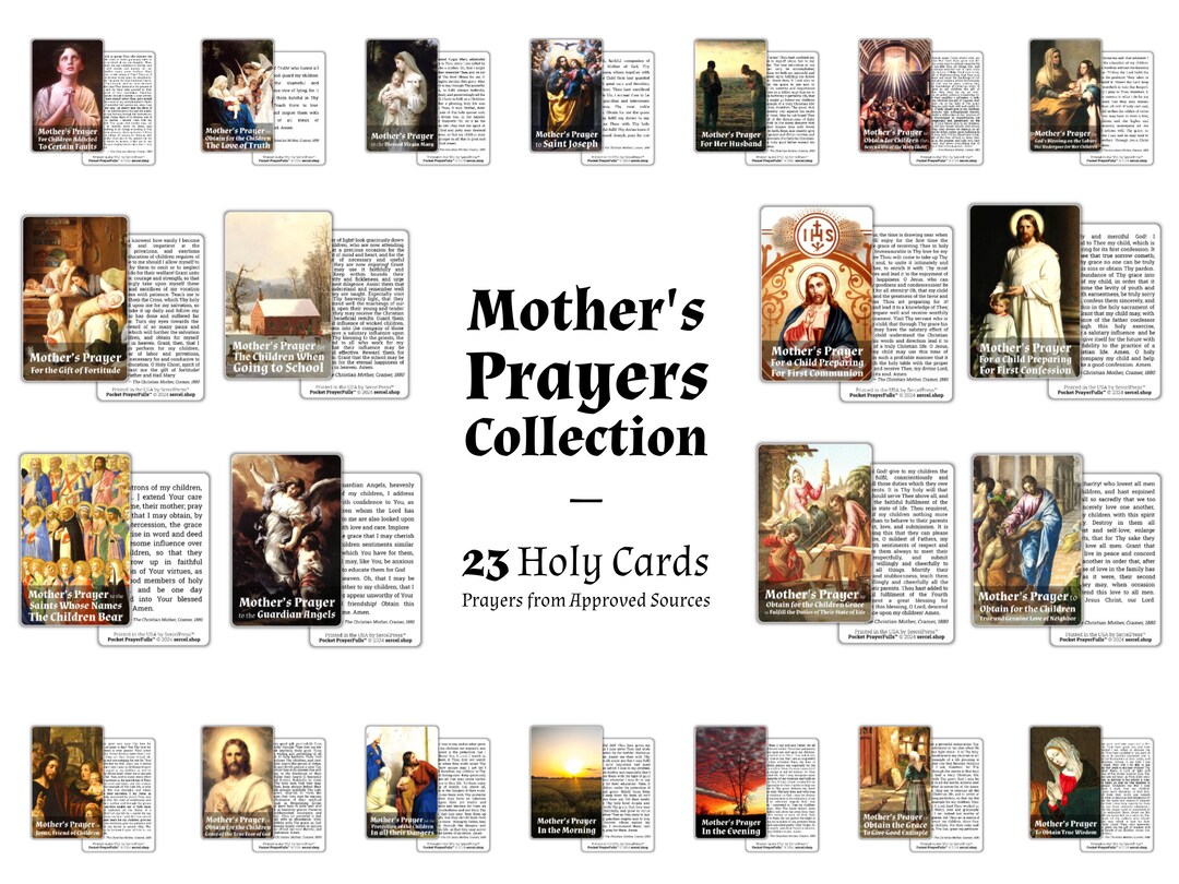 Mother's Prayers Collection, 23 Holy Cards, Approved Sources: Pocket ...