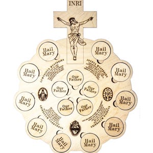 Interactive Wooden 5-decade Rosary Board, 10x13" | Catholic Family ...