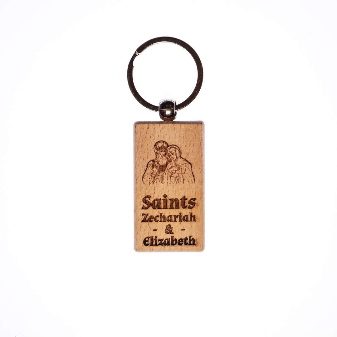 Saints Zechariah & Elizabeth, Solid Wood Keychain, Engraved in the USA ...