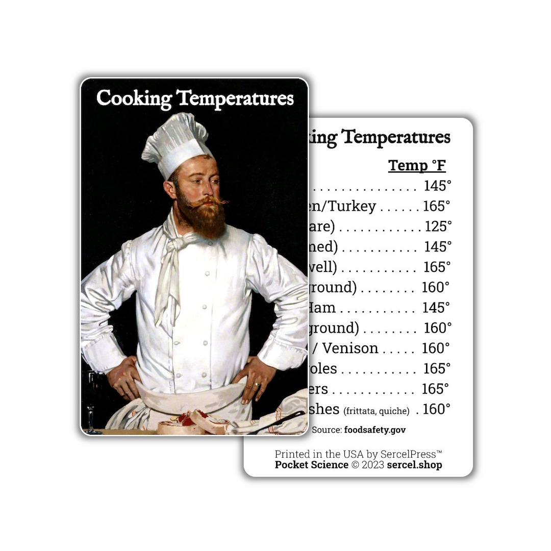 Cooking Temperatures Reference Card | Durable Wallet Pocket Reference ...