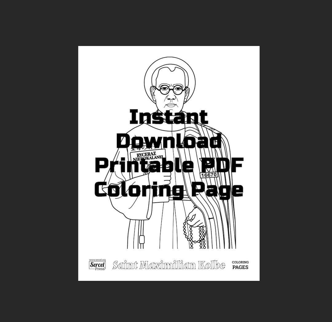 Saint Maximilian Kolbe, Printable Catholic Coloring Page, High ...