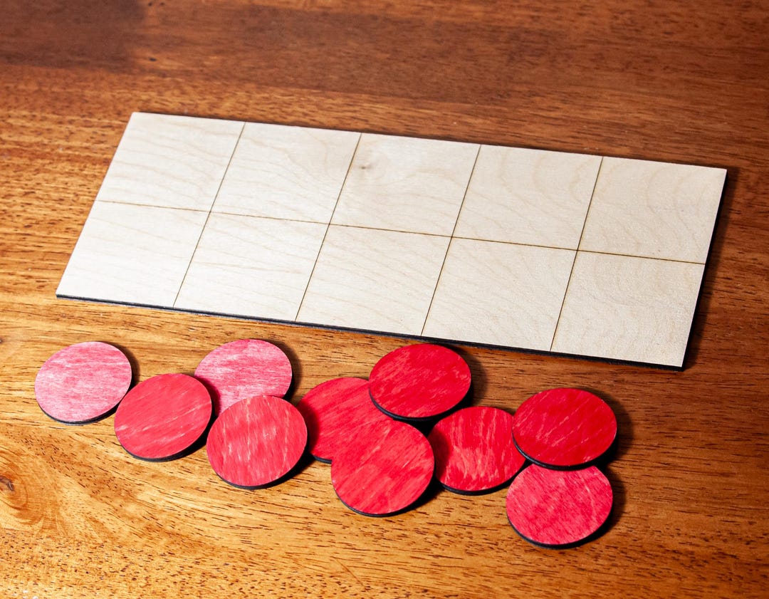 Wooden Ten Frame With Double-sided Counting Discs | 10x4 Inch Birch ...