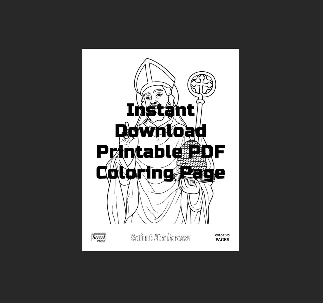Saint Ambrose, Printable Catholic Coloring Page, High-resolution PDF ...