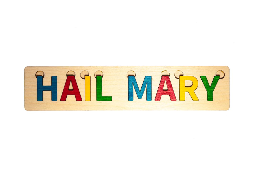 Hail Mary Letter Puzzle, Made in the USA From Birch Wood, 11.75" X 2.5 ...